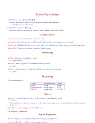 Lex analysis | PDF