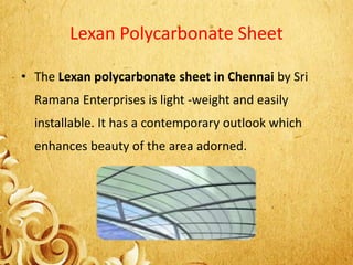 Lexan polycarbonate sheet Suppliers | PPT