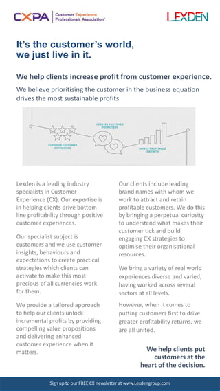 Lexden's Customer Strategy Consultancy Overview | PDF