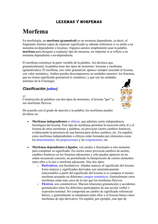 Lexemas Y Morfemas | DOC