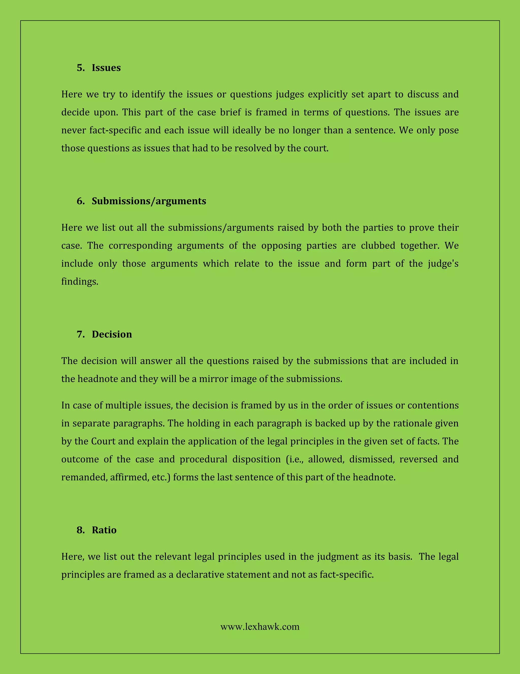 Lexhawk headnote writing services 1 | PDF