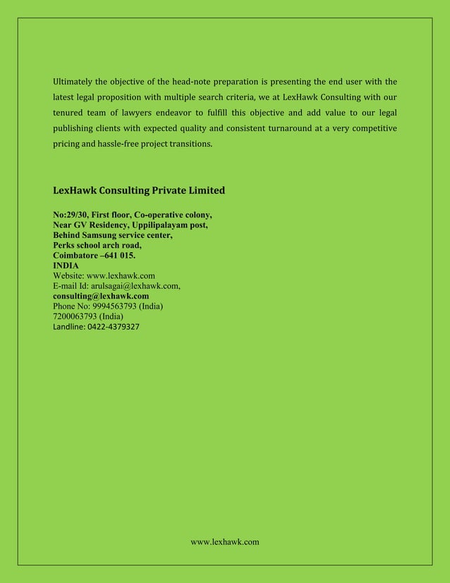 Lexhawk headnote writing services 1 | PDF