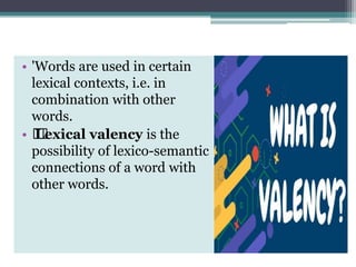 English lexicology. Lexical valency. ppt | PPT