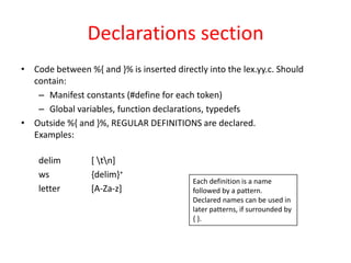 Lexical analysis-using-lex | PPT