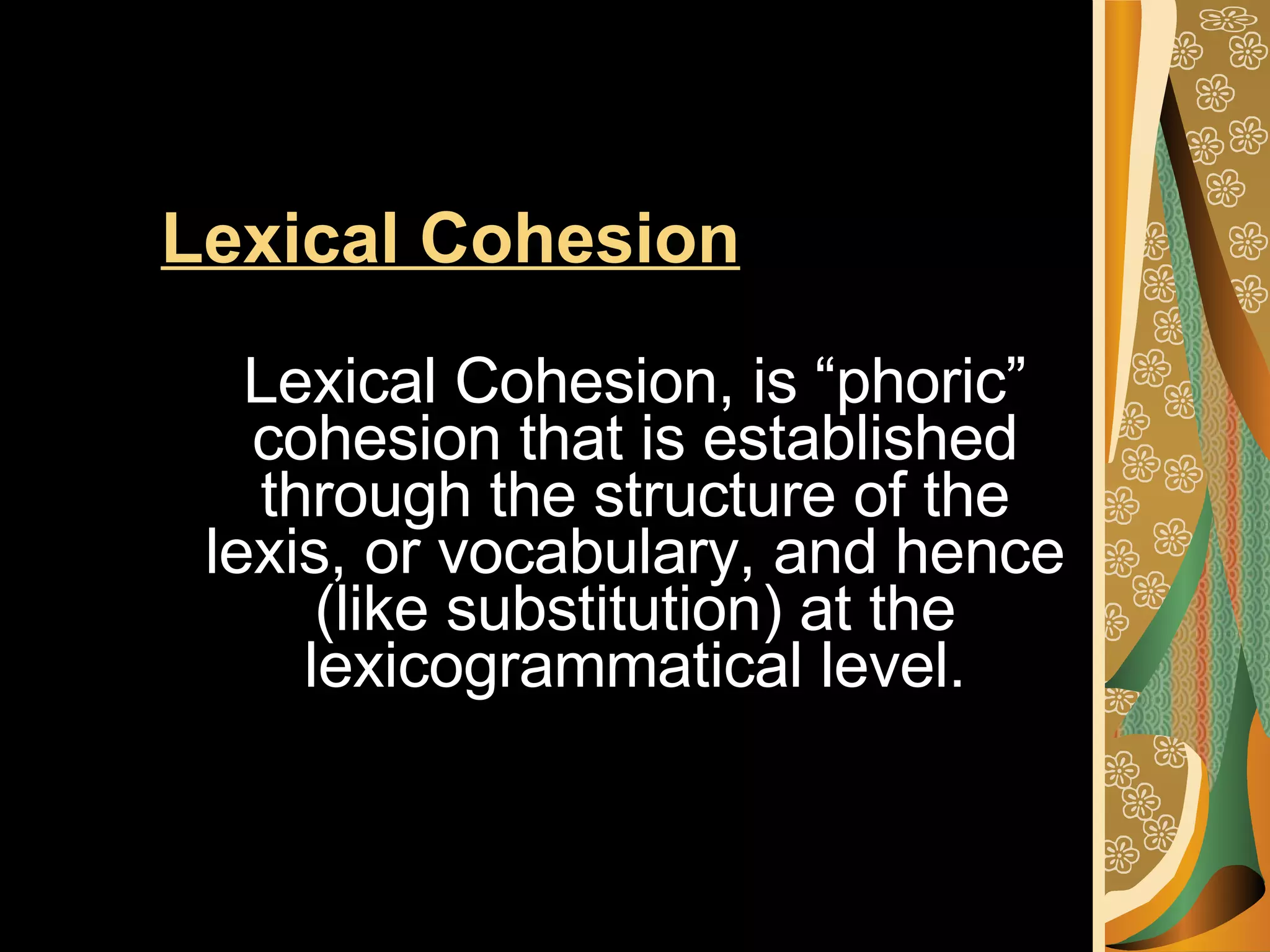 Lexical Cohesion | PPT