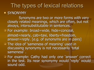 Lexical Relations By Nasir | PPT