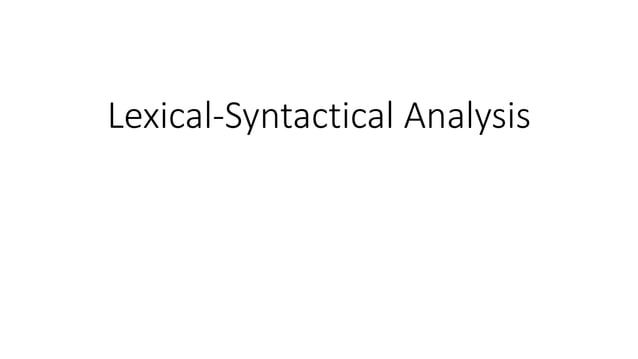 Lexical syntactical analysis | PPTX | Christianity | Religion ...