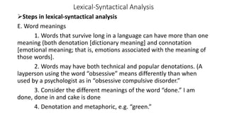 Lexical syntactical analysis | PPTX