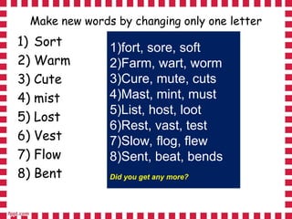 Lexical Activities Word Games - Promoting classroom dynamics group form.ppt