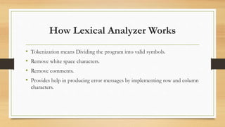 Valuable Information on Lexical Analysis in Compiler Design | PPTX