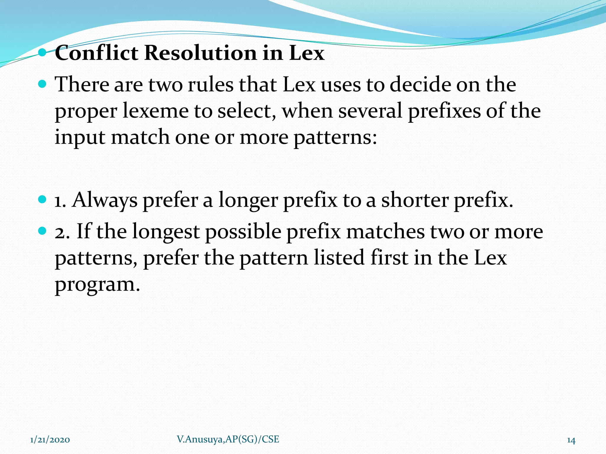 Lexical analyzer generator lex | PPTX
