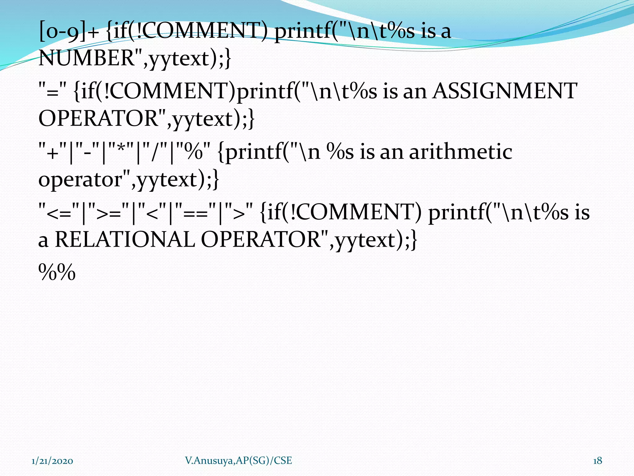 Lexical analyzer generator lex | PPT