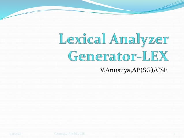 Lexical Analyzer Generator Lex Pptx Programming Languages Computing