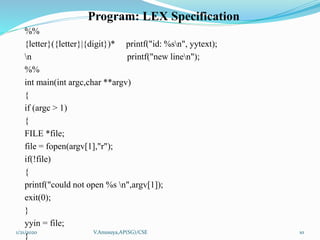 Lexical analyzer generator lex | PPTX