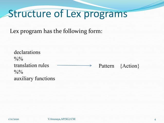 Lexical analyzer generator lex | PPTX | Programming Languages | Computing