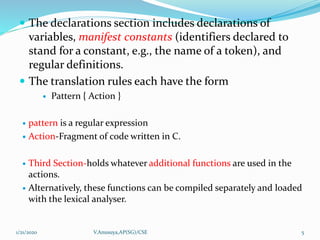 Lexical analyzer generator lex | PPTX