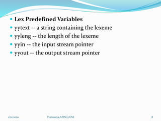 Lexical analyzer generator lex | PPTX