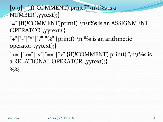 Lexical analyzer generator lex | PPT