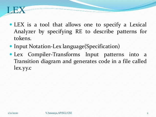 Lexical analyzer generator lex