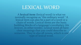 Examples Of Lexical Meaning