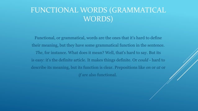 Lexical and functional word | PPTX