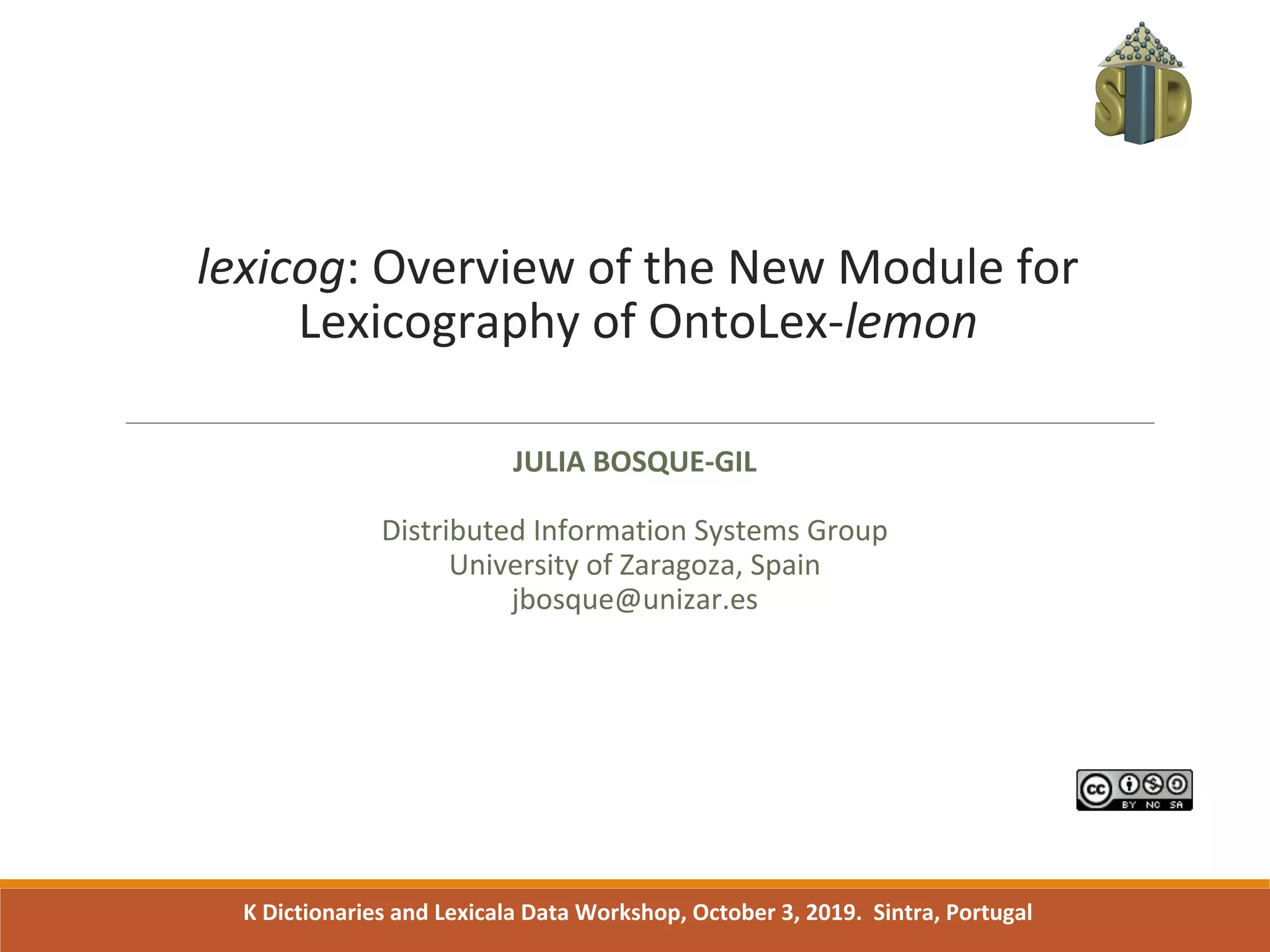 lexicog: Overview of the New Module for Lexicography of OntoLex-lemon | PPT