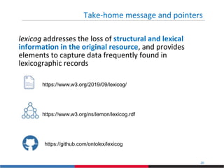 lexicog: Overview of the New Module for Lexicography of OntoLex-lemon | PPT