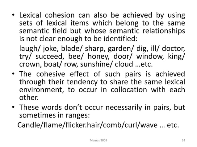 Lexical cohesion | PPTX