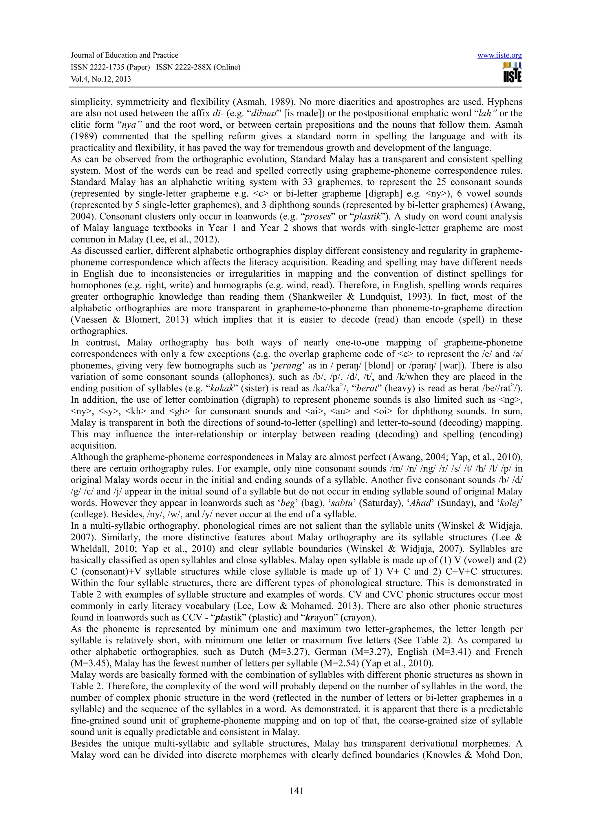 Lexical properties and early literacy acquisition of kindergarten ...