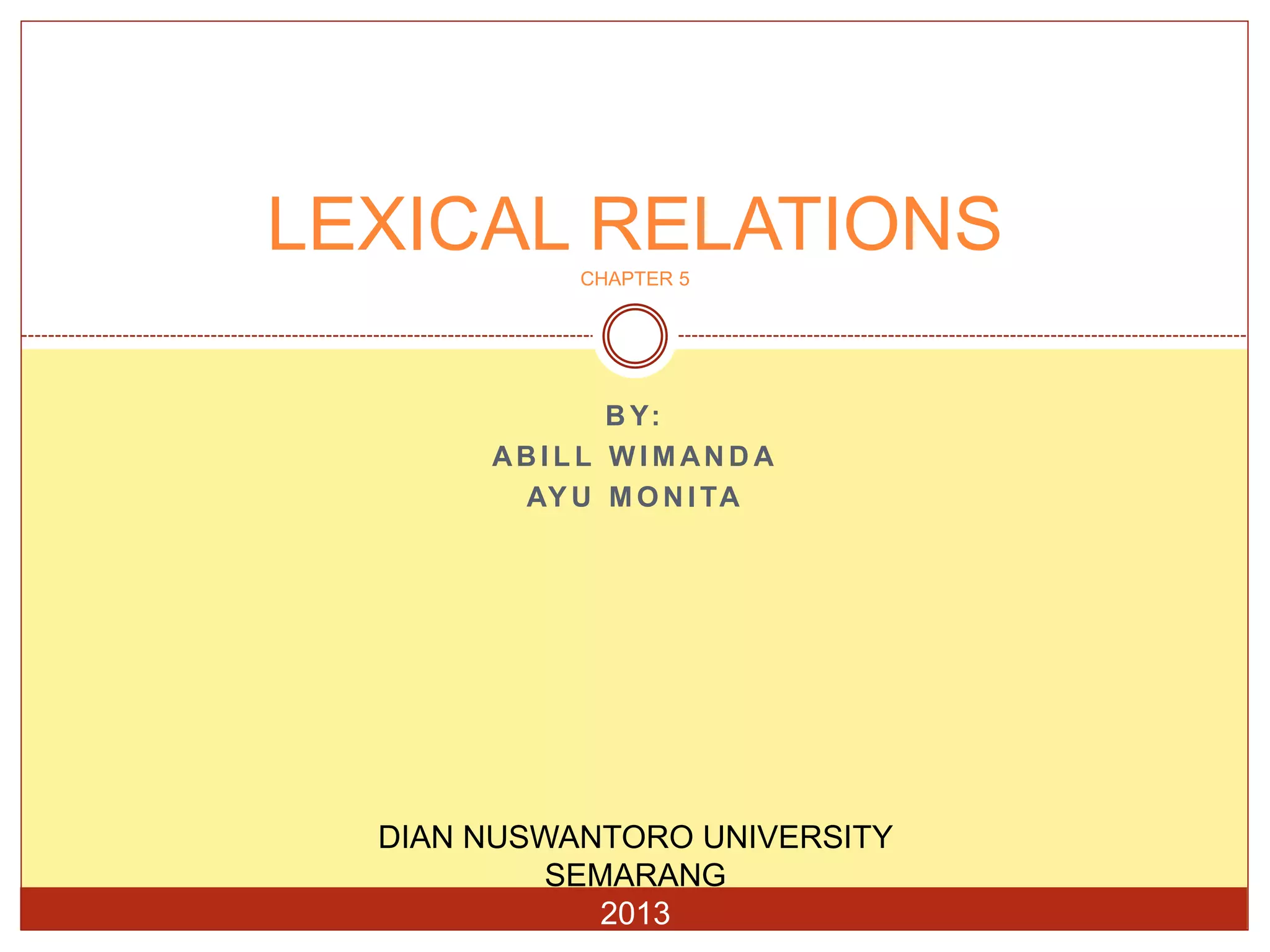 Lexical Relations in Semantic | PPTX