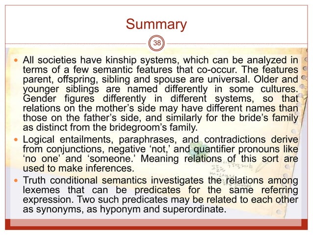 Lexical Relations in Semantic | PPTX | Genealogy and Ancestry | Hobbies & Interests