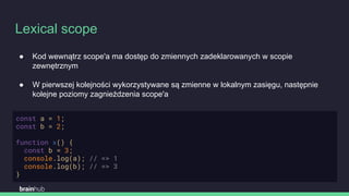 Lexical scope, function vs. block scope, hoisting, scope closures | PDF ...
