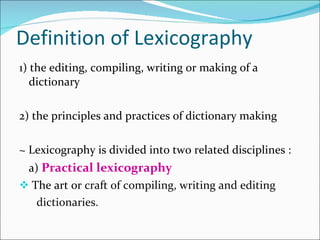 Lexicography | PPT