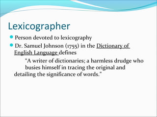 Lexicography | PPT
