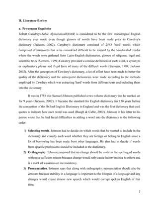 The Use of Corpus Linguistics in Lexicography | DOCX