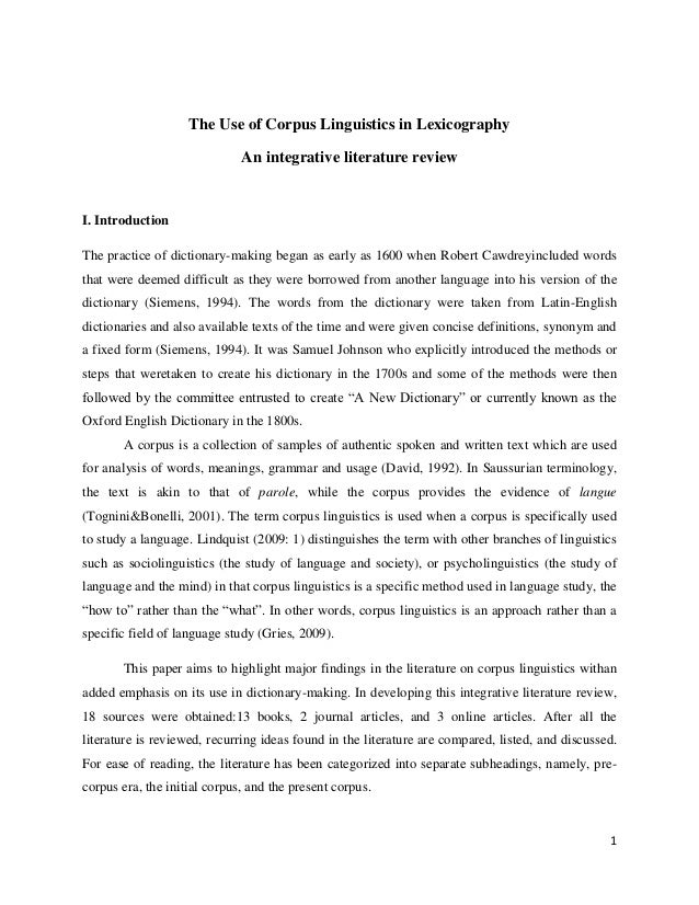 The Use Of Corpus Linguistics In Lexicography