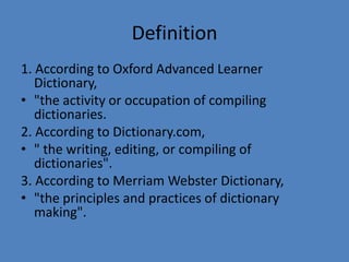 umair ijaz's Lexicography presentation | PPTX