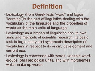 Lexicology | PPTX
