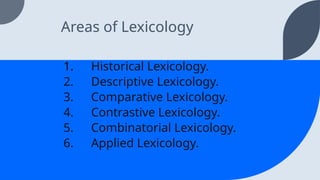 Lexicology as a science and the definition of lexicography | PPTX