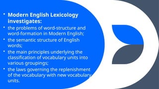 Lexicology as a science and the definition of lexicography | PPTX