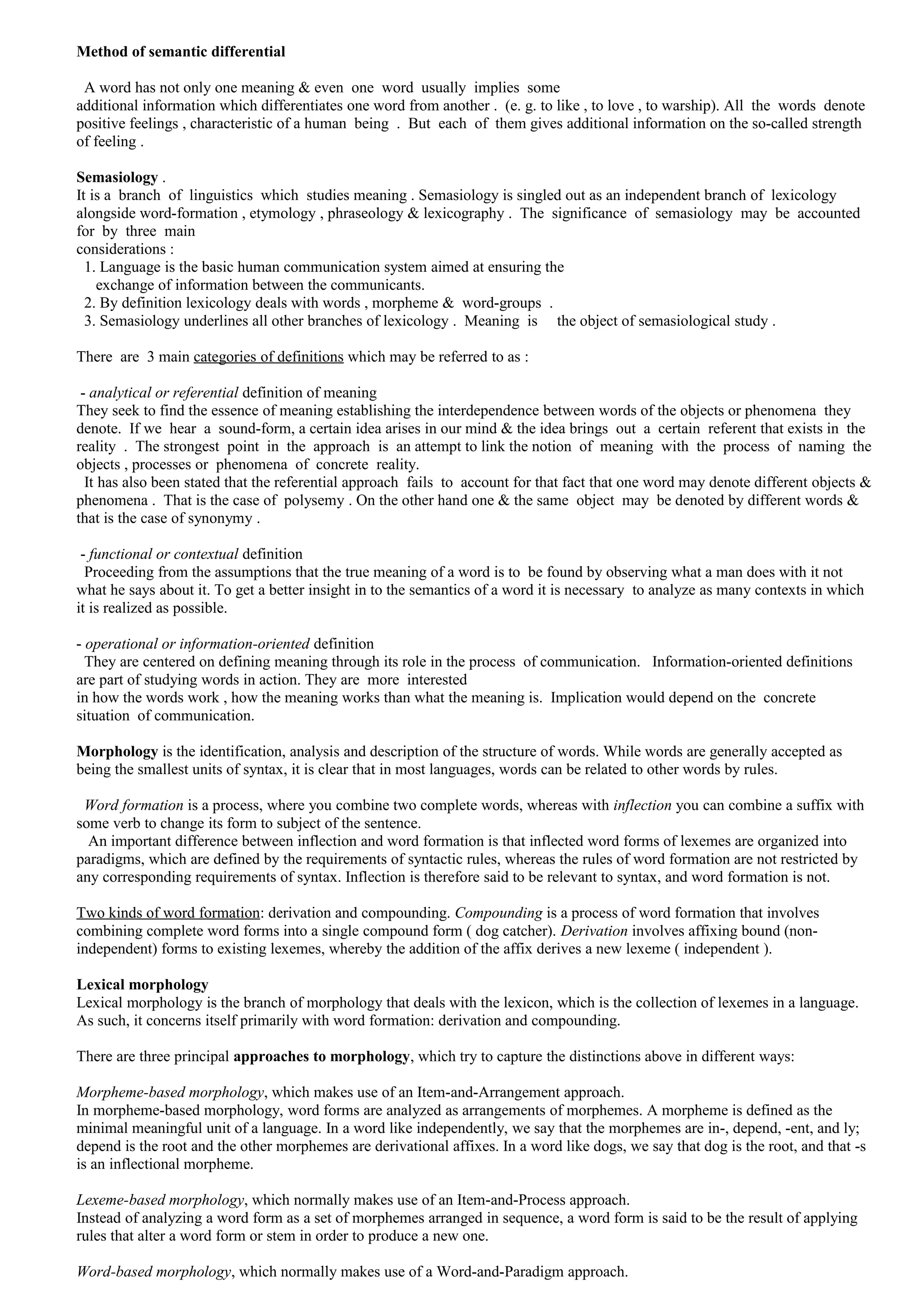 Lexicology as a science | DOC