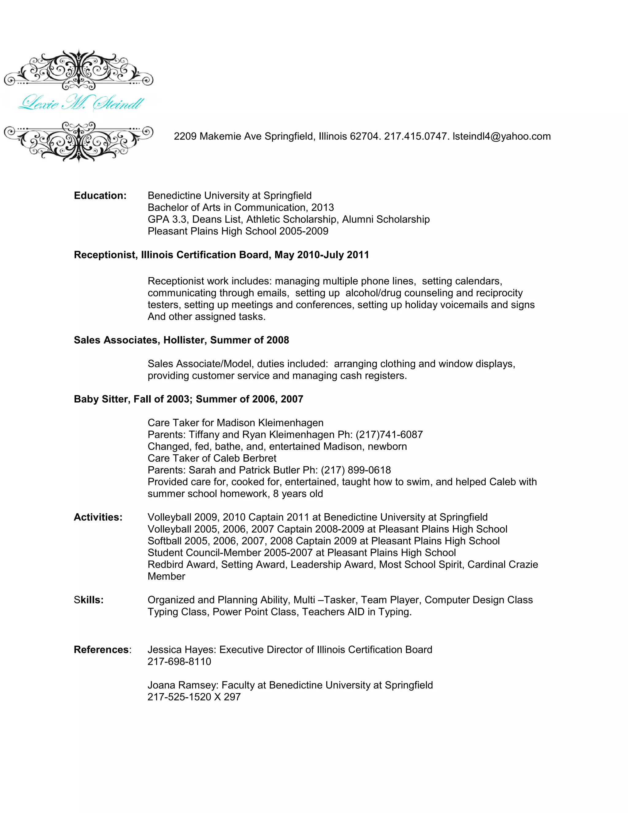 Lexie steindl resume | PDF