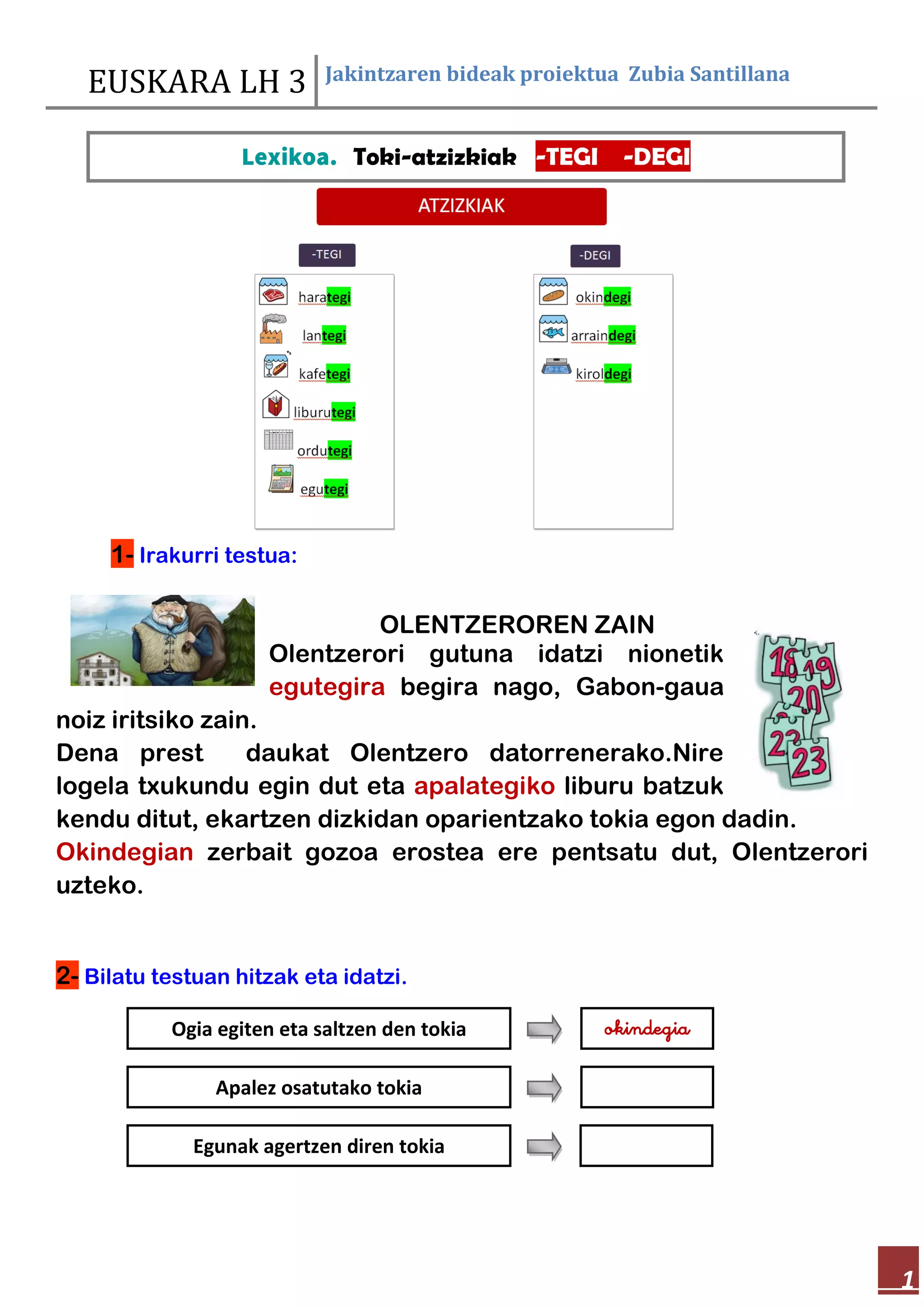 Lexikoa tegi, degi ariketak | PDF