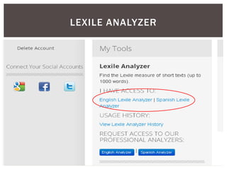 Lexile Analyzer Directions and Overview | PPT