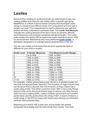 Lexiles | DOCX