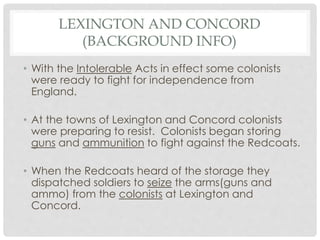 Lexington and concord | PPTX | Death, Injury, or Military Conflict ...
