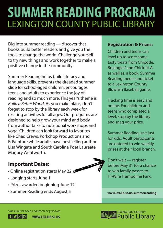Lexington County Public Library Summer Reading Program 2017 | PDF
