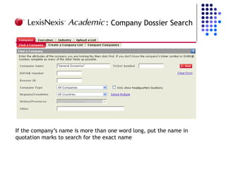 Lexis Nexis Company Dossier | PPT