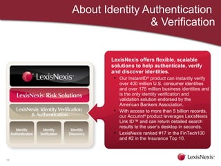 Lexis Nexis Risk Solutions O Verview | PPT