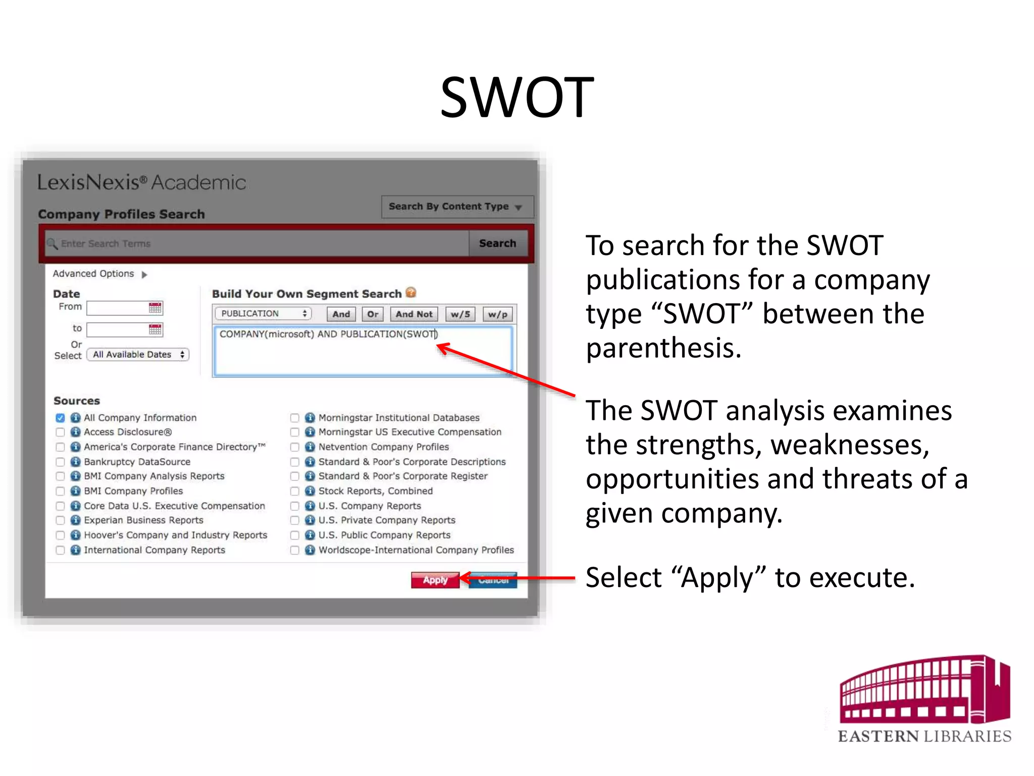 Finding SWOT Analysis in LexisNexis Academic | PPT